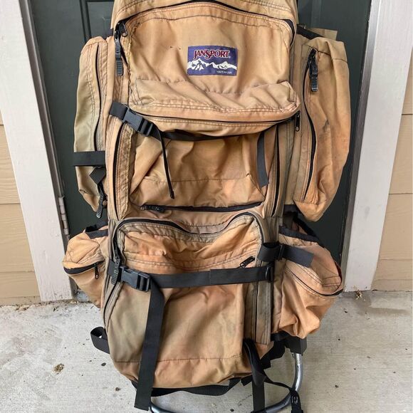 Jansport | Bags | Jansport Brown Hiking Backpack External Aluminum ...